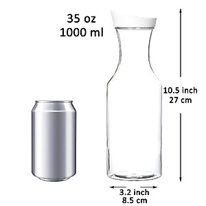 Youngever 3 Pack 35 Ounce Plastic Carafe, Reusable Clear Water Pitcher, Beverage Containers with Lids