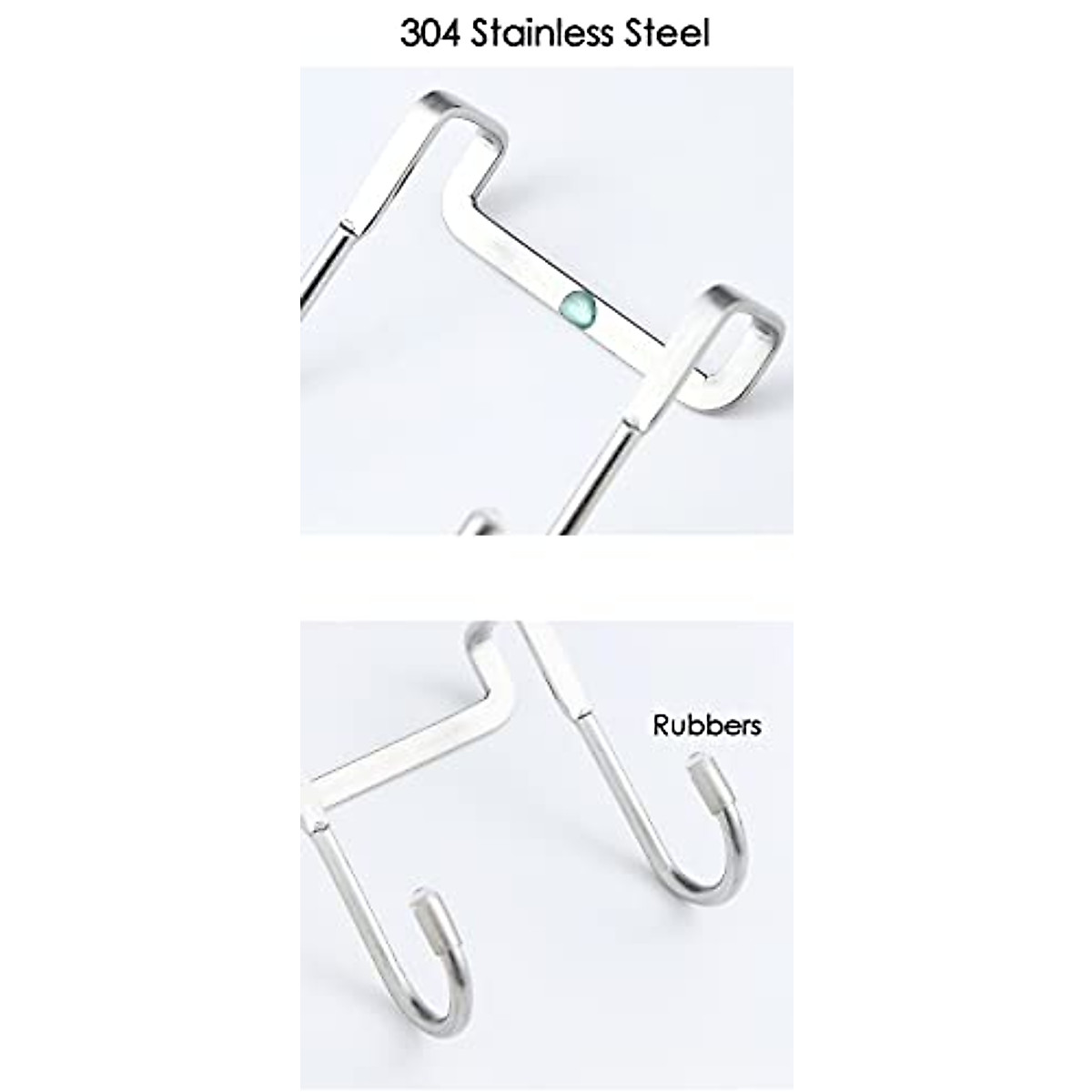LOVENJOY Over Cabinet Hooks Stainless Steel Metal, Double S Shaped Hangers Rack Holder for Drawer Closet Kitchen, 2 Pcs