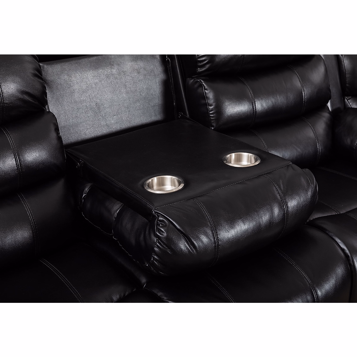 Recliner Sectional Sofa Couches with LED Light for Living Room Home Theater with Cup Holders Console Table Storage