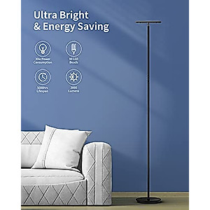 Floor Lamp, Nekteck Led Floor Lamps for Living Rooms, Bedrooms and Office, Torchiere Standing Pole Lamp with Modern Design and Touch Control, Tall room lamps with 30w/2000LM, 3000K Warm White