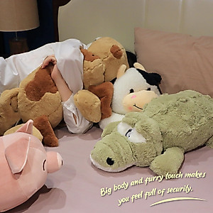 Easfan 36’’ Lying Cow Stuffed Animal Large Hugging Cow Plush Pillow Toy Soft Cute Cattle Doll Home Decoration Christmas Birthday Gifts for Kids Adults Boys Girls