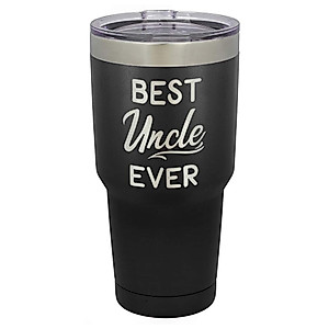 BEST UNCLE EVER Black 30 oz Tumbler With Straw and Slide Top Lid | Stainless Steel Travel Mug | Compare To Yeti Rambler