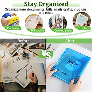 Sooez 30 Pack Binder Folders Organizer with Space-Saving Closure, Super Heavyweight Binder Pockets for 3 Ring Binder, High Capacity Binder Pouch, Side Loading, School Supplies, Letter Size, 5 Color