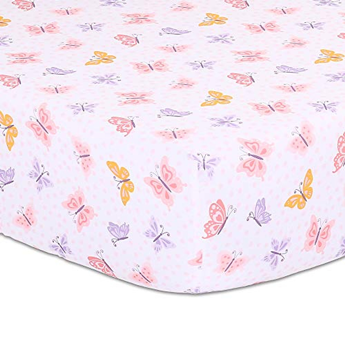 The Peanutshell Butterfly Crib Bedding Set for Baby Girls | 3 Piece Nursery Set | Baby Quilt, Crib Sheet, and Dust Ruffle