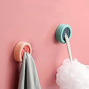 2 Pcs Push Hooks, Kitchen Towel Holder, Home Towel Hook, Innovative Small Towel Hook, Heavy Duty Adhesive Hooks Round Wall Mounted Hanging Towel Hooks, Cabinet, Towel Holder for Bathroom, Kitchen