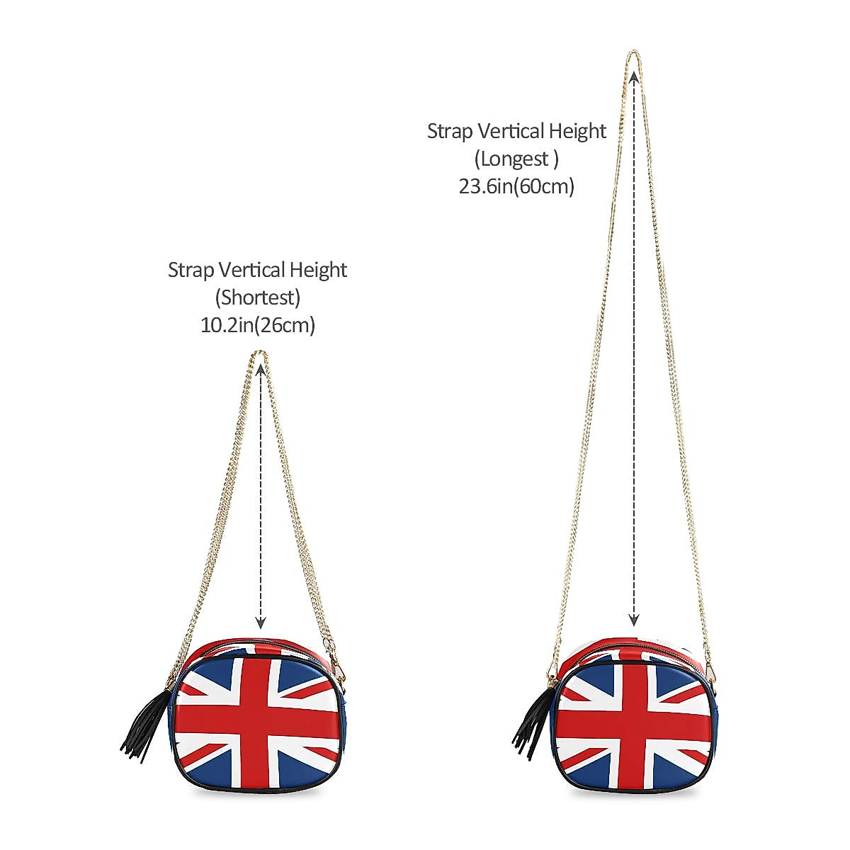 ALAZA PU Leather Small Crossbody Bag Purse Wallet UK British Flag Cell Phone Bags with Adjustable Chain Strap & Multi Pocket