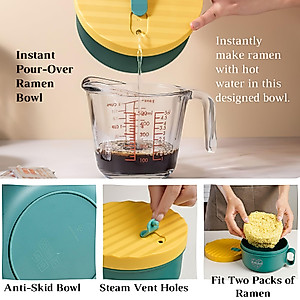 AI LOVE PEACE Microwave Ramen Soup Bowl - Instant Noodle Cooker for Dorm Room Essentials with Lid - Ramen Maker - Microwave Safe Bowls BPA Free Pefect College Gifts and Holiday Gifts