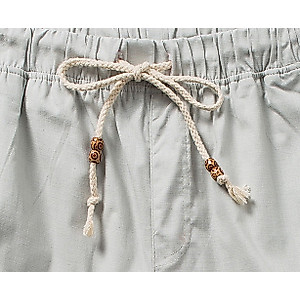SIR7 Men's Linen Casual Lightweight Drawstrintg Elastic Waist Summer Beach Pants Light Grey 2L