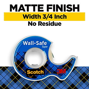 Scotch Wall-Safe Tape, 2 Dispensered Rolls, Sticks Securely, Removes Cleanly, Invisible, Designed for Displaying, Photo Safe, 3/4 in x 600 in (183-DM2)
