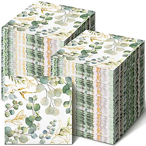 Disposable Hand Towels for Bathroom Eucalyptus Napkins Bathroom Napkins Guest Decorative Paper Hand Towels Floral Sage Green Napkins for Dinner Banquet Party Wedding Dinning Decor (120 Pcs)