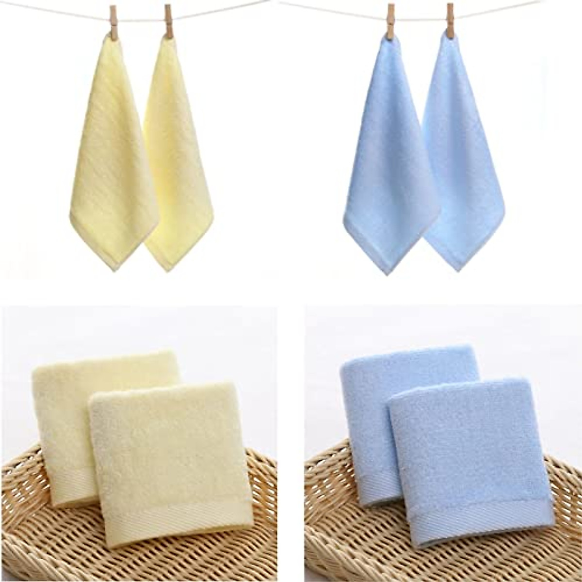 Baymonkay Luxury Washcloths, Face Towels, and Hand Towels - 16-Piece Set - Ultra Soft and Absorbent Fingertip Towels - Multicolor - 11.5'' x 11.5''