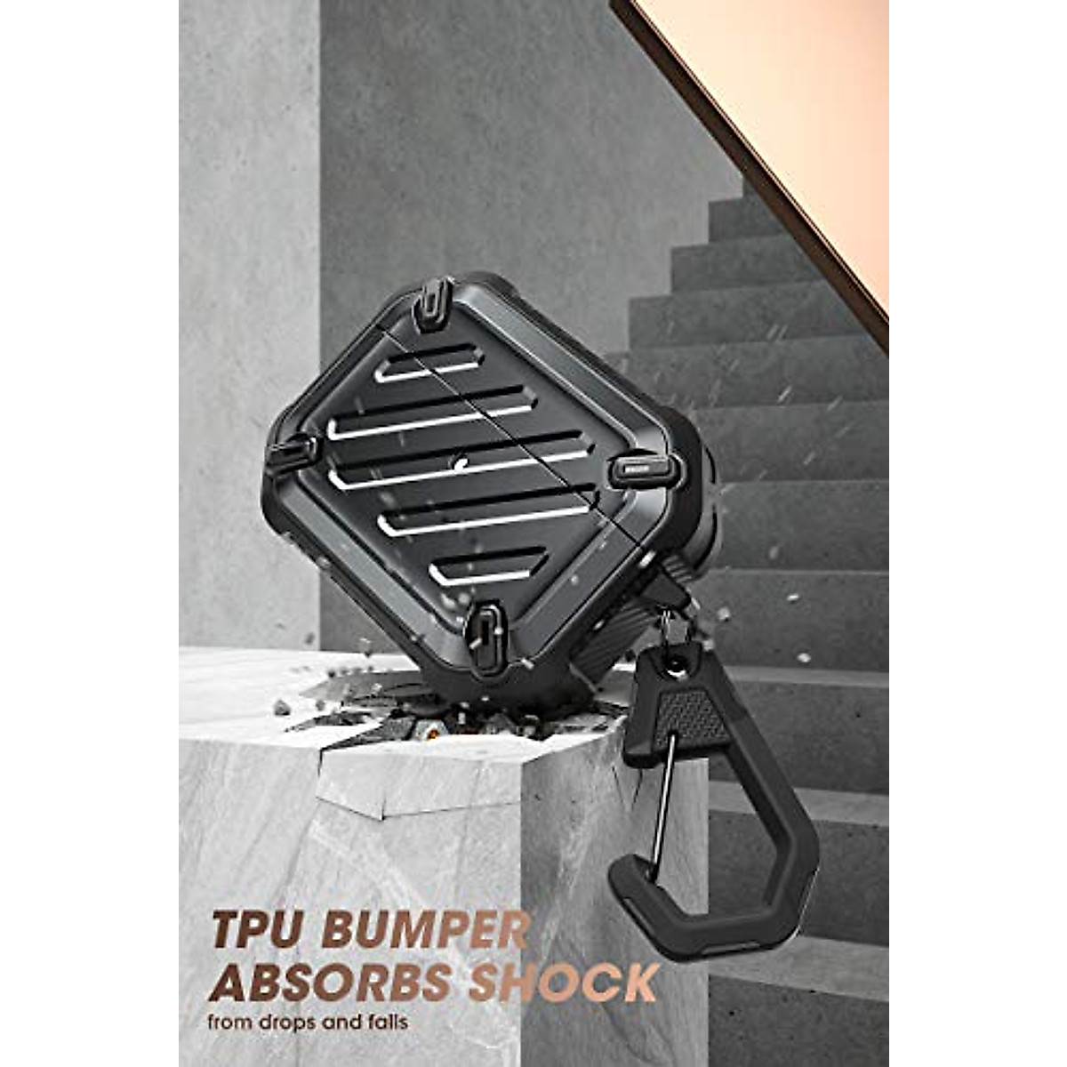 SUPCASE Unicorn Beetle Pro Series Case Designed for Airpods Pro, Full-Body Rugged Protective Case with Carabiner for Apple Airpods Pro (Black)