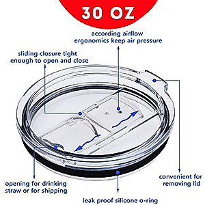 Tumbler Replacement Lids,Tumbler Lids Spillproof 30 oz for YETI Rambler, Ozark Trail, and other Brands Vacuum Insulation Stainless Steel Tumblers (2 Pack)