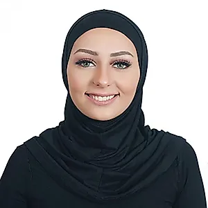 Al Ameera Muslim Hijab Cotton Amira 2 piece Hood & Hijab Tube Underscarf Cap (Black)
