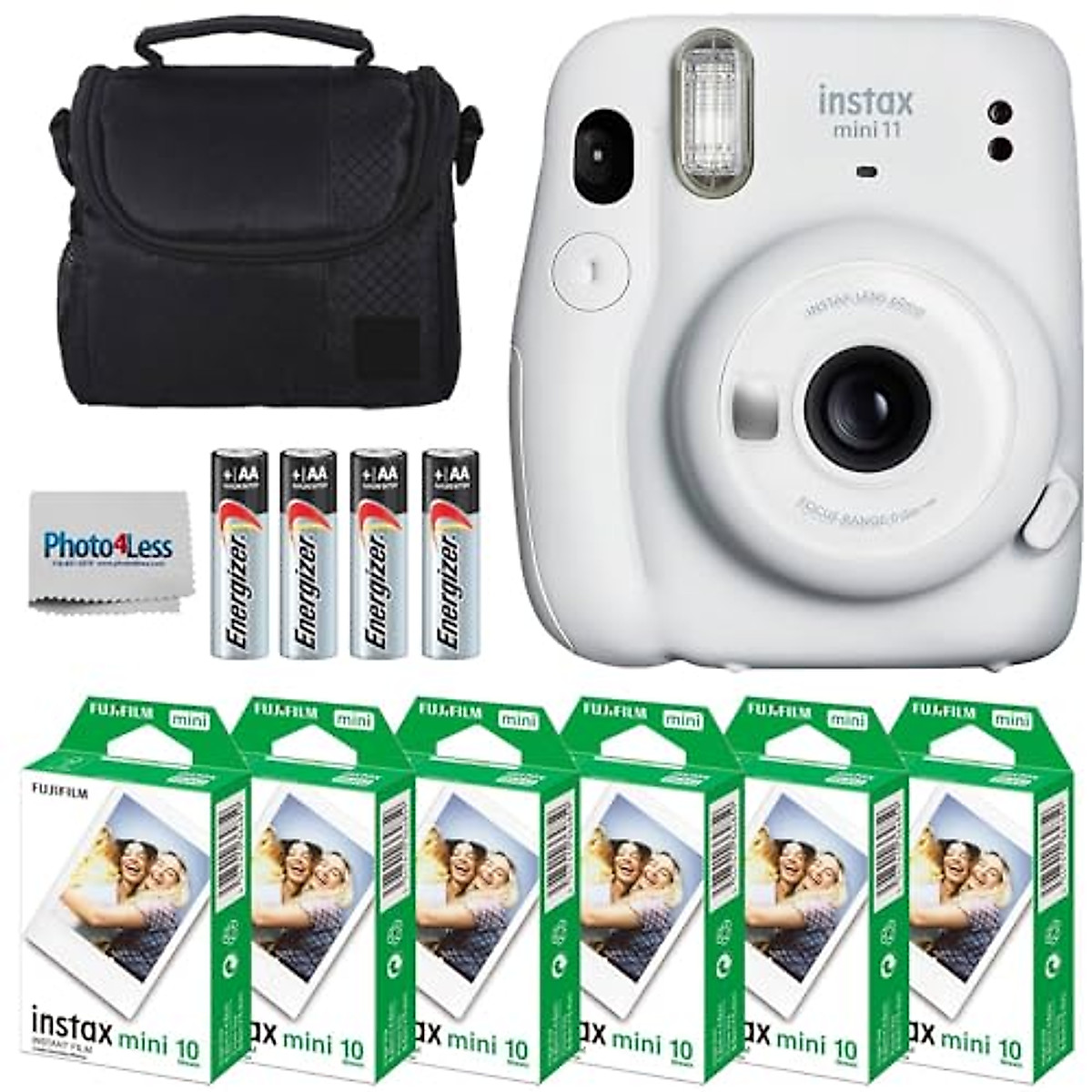 Fujifilm Instax Mini 11 Instant Camera - Fujifilm Instax Mini Twin Pack Instant Film (60 Sheets) - Instant Camera Bundle (White)
