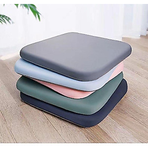 YUNZLAN Memory Foam Chair Pad 16" Summer Ice Silk Cushion Square Anti-Slip Seat Cushion Meditation Cushion Floor Pillow with Ties Washable Cover (Pink)