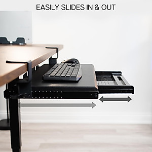 VIVO Large Keyboard Tray Under Desk Pull Out Platform with Pencil Drawer, Extra Sturdy C Clamp Mount, 27 (33 Including Clamps) x 11 inch Slide-Out Tray with Storage Drawer, Black, MOUNT-KB05-4D