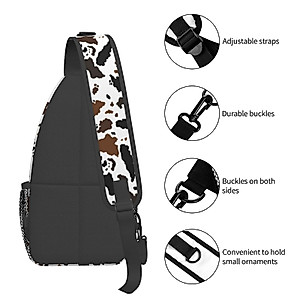Cow Print Sling Bag,Crossbody Sling Backpack,Travel Hiking Chest Bag,Daypack for Purses Shoulder Bag Women Men's