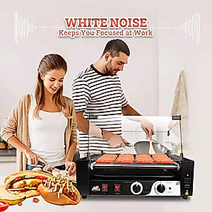 1400W Hot Dog Roller Machine, Dual Temp Control Commercial Electric Contact Grills with Removable Stainless Steel Drip Tray and Cover, 18 Hot Dog 7 Rollers,Sausage Grill Cooker for Party Kitchen Restaurant