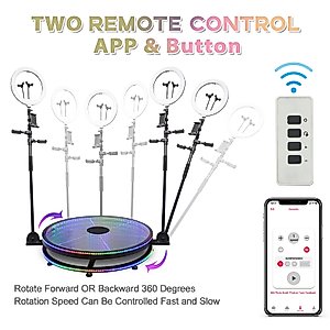 MWE 360 Photo Booth Machine Glass Bottom for Parties with RGB Lights,Software APP Remote Automatic 360 Spin Camera Booth Flight Case 39.4" 100cm for 3-5 People to Stand on