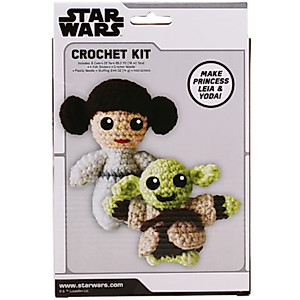 Star Wars Crochet Craft Kit - Make Princess Leia and Yoda - Everything You Need, multicolor