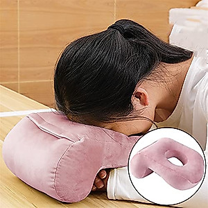 TBMAKE Pillow Travel Neck Supporter Headrest PP Cotton Office Travel Portable with Arm Rest Home Seat Cushion School Airplane Nap Pillow (Color : Purple)