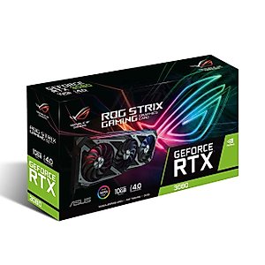 ASUS ROG STRIX NVIDIA GeForce RTX 3080 OC Edition Gaming Graphics Card (PCIe 4.0, 10GB GDDR6X, HDMI 2.1, DisplayPort 1.4a, Axial-Tech Fan Design, 2.9-Slot, Super Alloy Power II, GPU Tweak II)