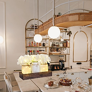 Waenerec Mason Jar Lighted Centerpiece Table Decorations Wood Tray with White Hydrangea Artificial Flowers Rustic Country Farmhouse Mason Jars Decor for Coffee Table Dining Room Living Room Kitchen