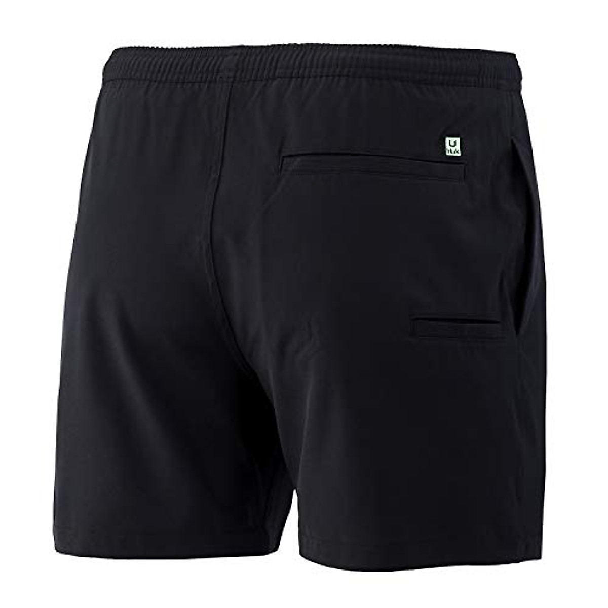 HUK Men's Standard Volley 5.5" Elastic Waist Quick-Dry Swim Shorts, Black, Medium