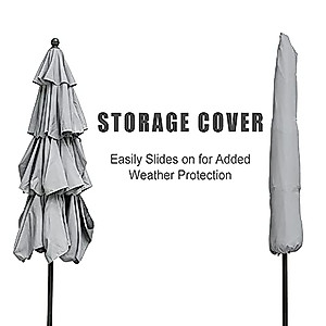 FrenzyBird Patio Umbrella 10ft Outdoor Table Market Umbrella 3 Tiers Patio Table Umbrella UV Protection Umbrella for Patio, Yard, Garden, Pool Side(Light Gray)