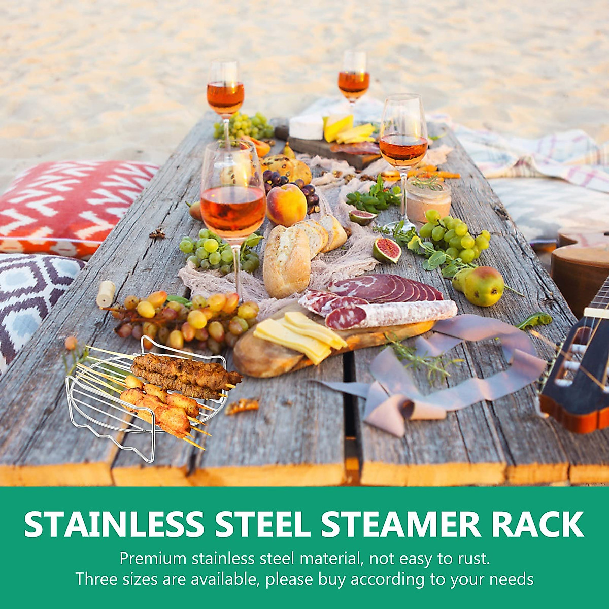 SHERCHPRY Air Fryer Cooking Rack Stainless Steel Steamer Rack 7 Inch Air Fryer Rack Cooking Steaming Cooling Racks Grill Basket for Air Fryer Pressure Cooker Accessories Veggie Steamer