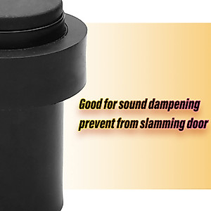 PHITUODA 4 Pack Heavy Circular Duty Door Stop with Black Rubber Bumper, Floor Stainless Steel Door Stopper for Protecting Door Wall, Heavy Duty Commercial Industrial Floor Door Stopper