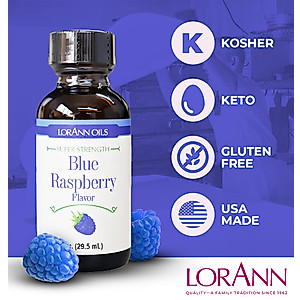 LorAnn Oils Super Strength Flavoring - Used For Candy Making, Flavoring Extracts, Baking, Hard Candy, and Flavor Oils - Bold, Natural Flavors 4X Stronger Than Extracts - Blue Raspberry, 1 fl oz