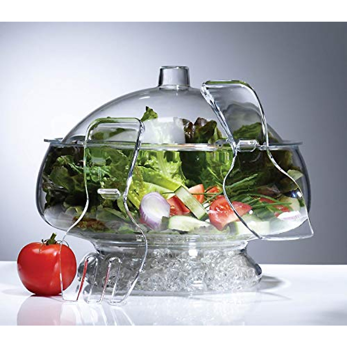 Prodyne Acrylic Salad Bowl & Servers, 6 Qt, Clear