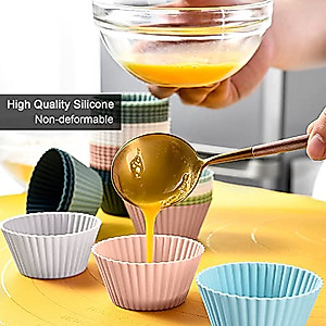 Silicone Cupcake Liners for Baking, 56Pcs Multicolor Reusable Non-Stick Silicone Lunch Box Dividers -3 Shapes Silicone Muffin Cups Bento Lunch Box Dividers - Non-Toxic, BPA Free, Dishwasher Safe