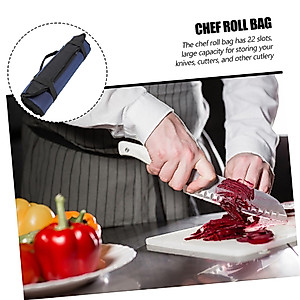 OKUMEYR 1pc Roll 22 Bag Chef Roll Bag Cutlery Holder Backpack Holder Backpack Suitcase Roller Bag Chef Carrying Case 22 Slots Holder Storage Bag Portable Roll Box Toolbox