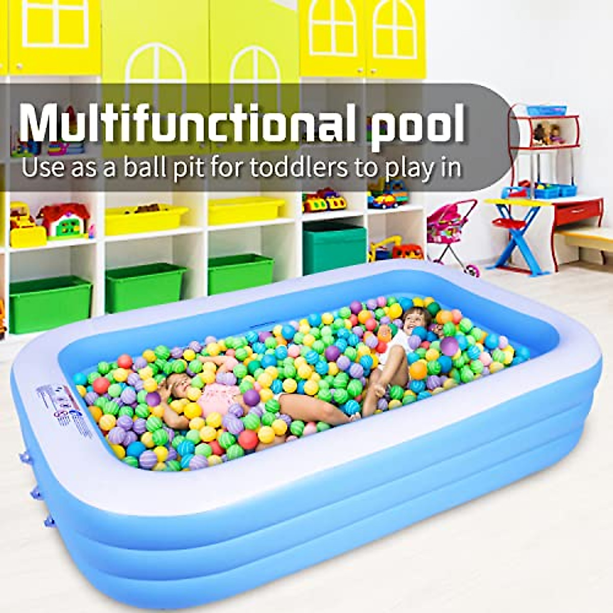 Inflatable Portable Swimming Pool Family Full Size Blow Up Kiddie Pool ...