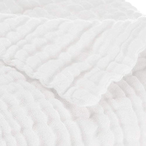 Aablexema Baby Muslin Bath Towels - Set of 2 Large Size 43X43 Inches Swaddle Blanket for Newborn Toddlers Boys Girls - Suitable for Baby's Delicate Skin(White)