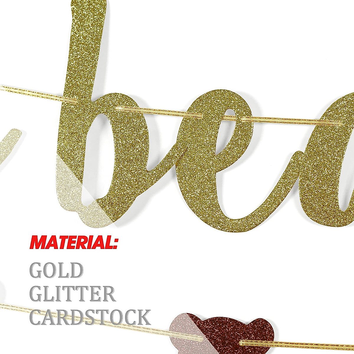 We Can Bearly Wait Glitter Banner, Baby Shower Decorations, Gender Reveal Party Supplies for Teddy Bear Theme Garland (Gold and Brown)