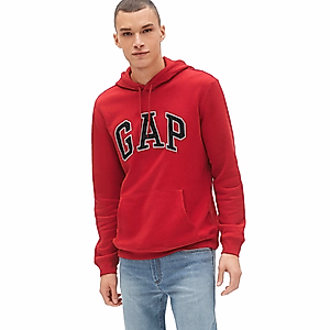 GAP mens Logo Fleece Hoodie Sweatshirt, Crimson Red, X-Large US
