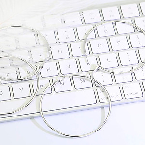 Rugewelry 925 Sterling Silver Post Hoop Earrings,18K White Gold Plated Polished Rounded Hoop Earrings For Women, Gift Box Packaging