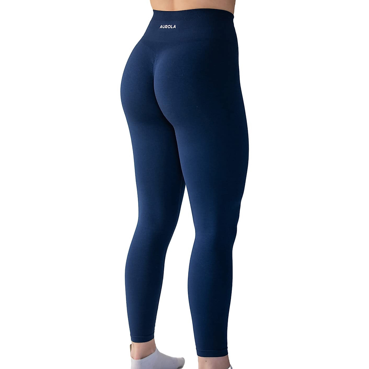 Seamless Scrunch Legging Women Yoga Pants 7/8 Tummy Control Workout Running for Workout Fitness Sport Active Ankle Legging-25'' (L, Tuxedo Blue)