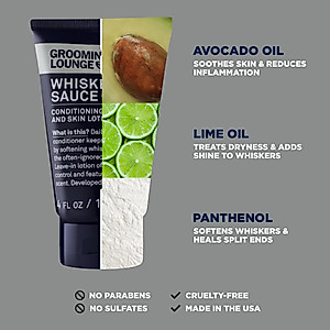 Grooming Lounge Whisker Sauce Beard Conditioner - Conditioning Beard and Skin Lotion - Eliminates Itching and Flaking - Enables Easy Combing and Styling - No Parabens - Cruelty Free - 4 oz