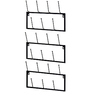 MyGift Black Metal Coffee Mug Rack Wall Mounted Hanging Storage Coffee Bar Accessories Rack with 21 Hooks, Set of 3