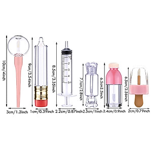 30 Pieces Empty Lip Gloss Tubes Tool Set, Include 25 Pencil Ice Cream Lollipop Bottle Candy Shaped Empty Lip Gloss Bottle Refillable Lip Balm Containers and 5 Plastic Funnels for Women Girls DIY