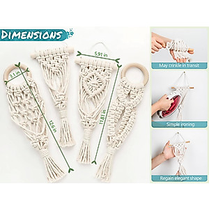 Melphoe 4 Pack Air Plants Holders Air Fern Macrame Plant Hanger Indoor Hanging Planter Basket for Tillandsias Display Air Plant Stand, Boho Home Decoration Gift Idea