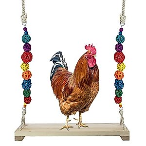 Chicken Swing,Chicken Perch,Wood Stand for Chick,Ladder Toys for Bird,Handmade Coop Swing for Chicken Bird,Parrot,Hens,Small Parakeets,Cockatiels,Macaws,Large Pet, Safe and Relief of Stress