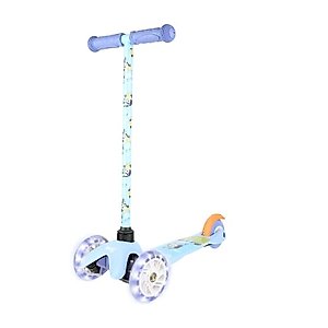 Bluey Self Balancing Kick Scooter with Light Up Wheels, Extra Wide Deck, 3 Wheel Platform, Foot Activated Brake, 75 lbs Limit, Kids & Toddlers Girls or Boys, for Ages 3 and Up
