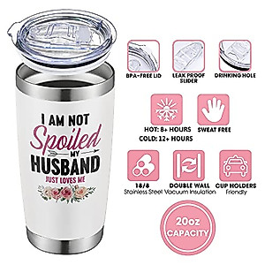 Gifts for Wife from Husband - Wife Gifts - Wedding Anniversary, Mothers Day Gifts, Wife Birthday Gift Ideas - Romantic Gifts for Her, I Love You Gifts for Her Presents - 20Oz Funny Wife Tumbler