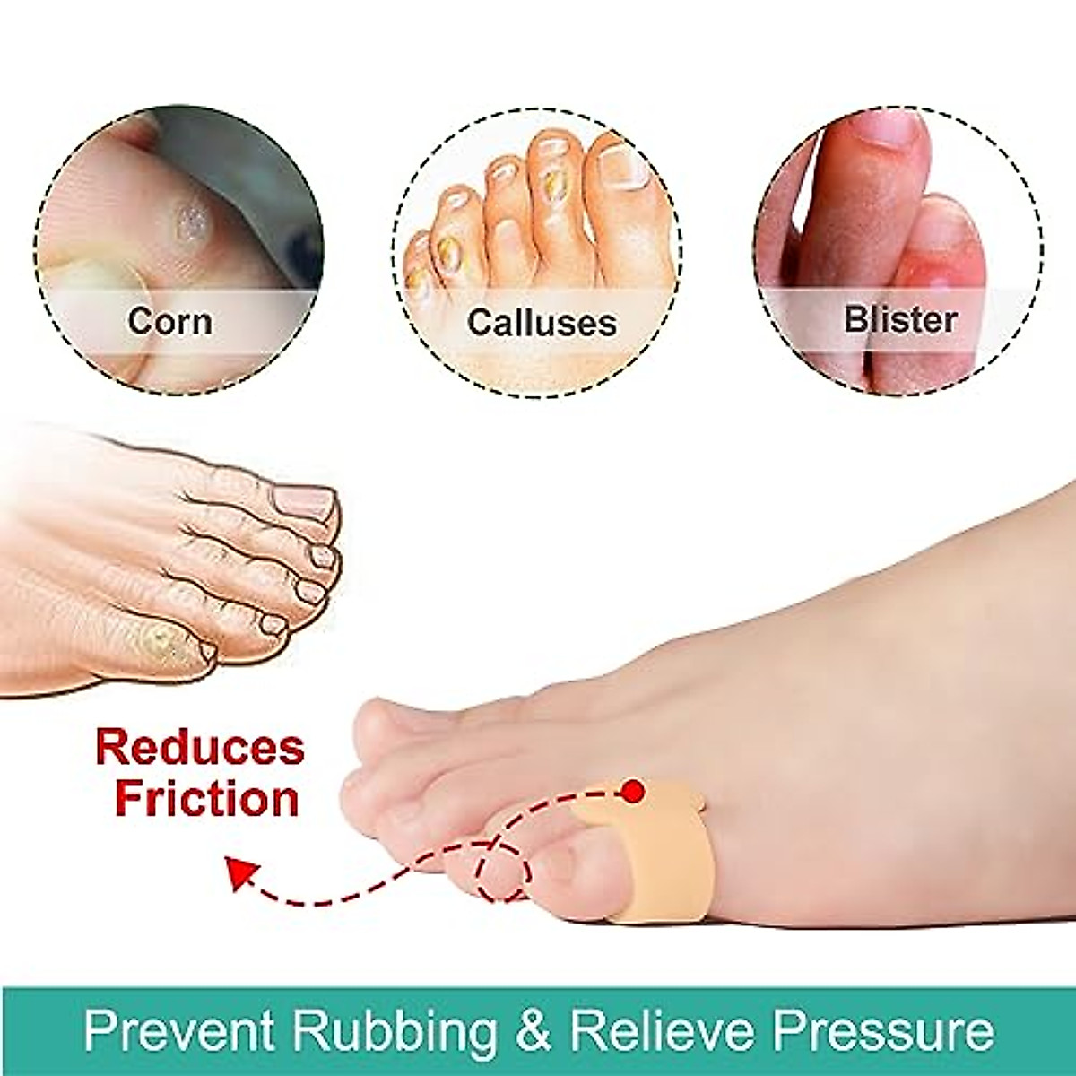 Welnove Gel Toe Separator - 8 Pack Pinky Toe Spacers - Little Toe Cushions, Small Toe Sleeves for Preventing Rubbing & Reducing Pressure (Beige)